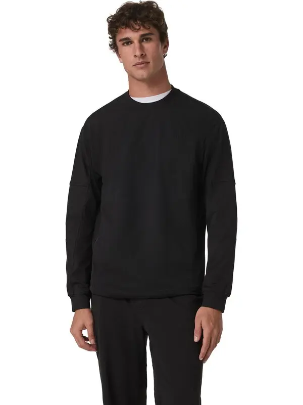 Vuori Coronado Mixed Media Crew Neck Shirt - Black Heather
