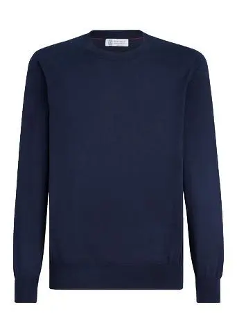 Brunello Cucinelli Cotton Crewneck Sweater - Navy Blue