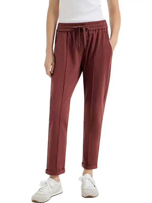 Brunello Cucinelli Track Trousers With Monili - Red