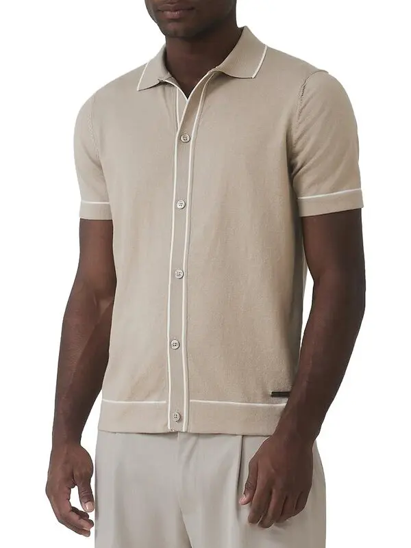 MAUVAIS Luciano Slim Knit Shirt - Medium Beige