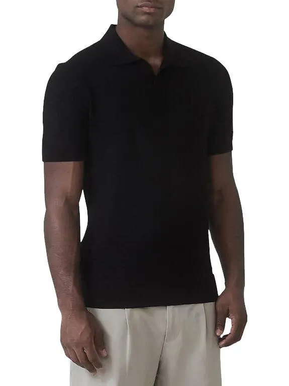 MAUVAIS Nerano Slim Knit Polo - Black