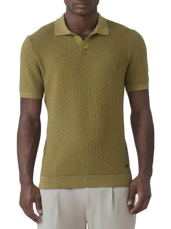 MAUVAIS Nerano Slim Knit Polo - Medium Green