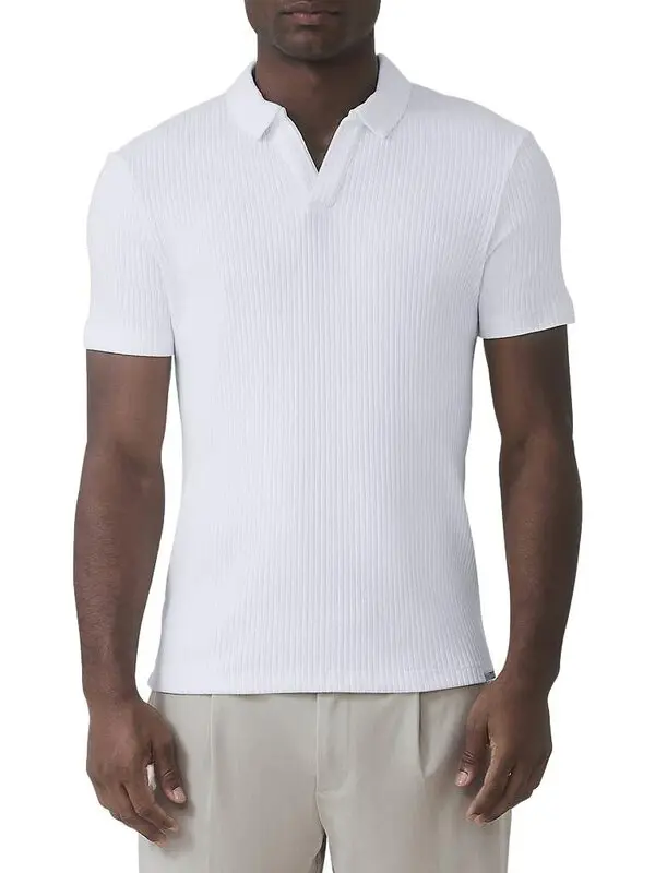 MAUVAIS Elysee Slim Ribbed Revere Polo - White