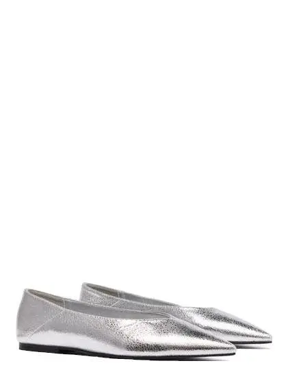 THERAPY AUSTRALIA Clara Pointed Toe Flats - Silver Cracked Metallic Pu