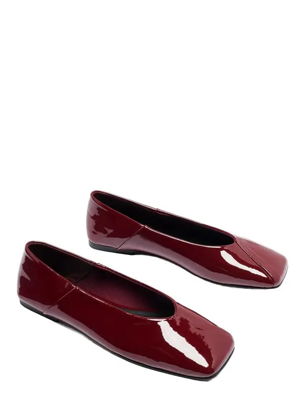 THERAPY AUSTRALIA Gaia Square Toe Flats - Bordeaux Patent Pu