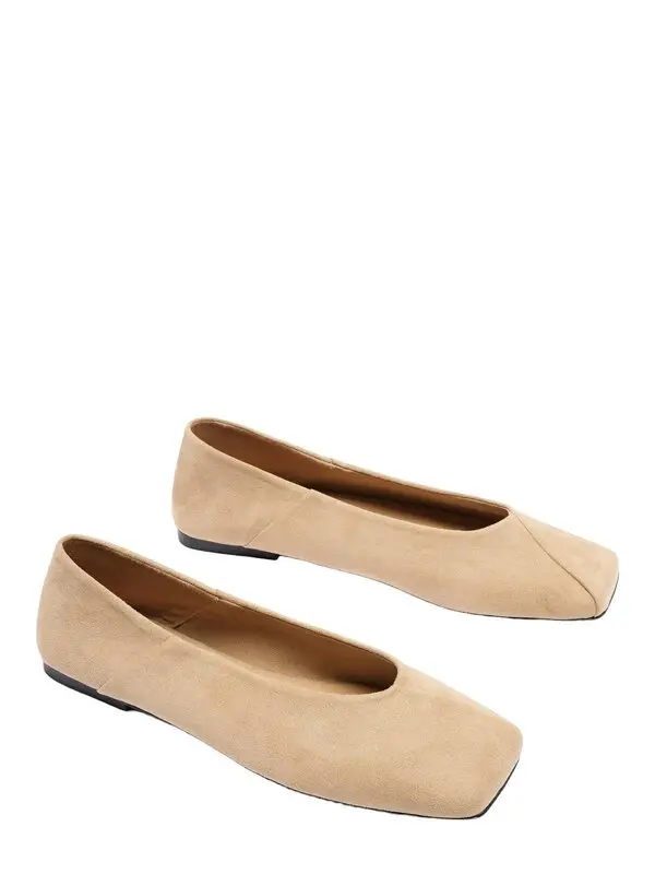 THERAPY AUSTRALIA Gaia Square Toe Flats - Cashew Faux Suede