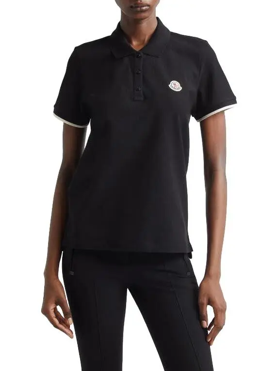 Moncler Logo Cotton Piqué Polo - Black