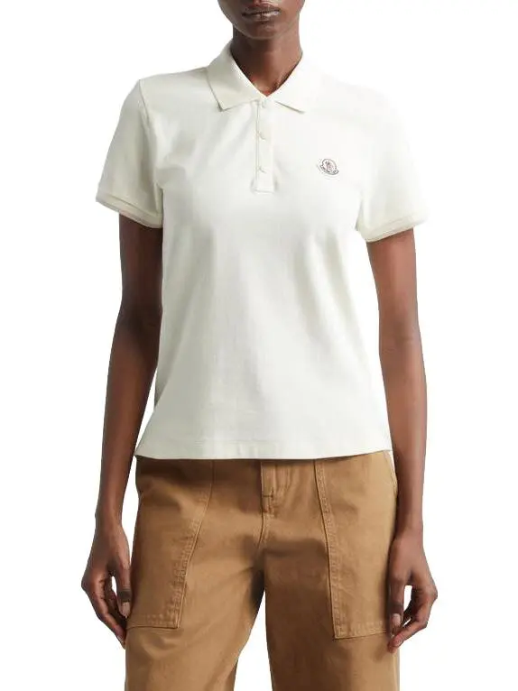 Moncler Logo Cotton Piqué Polo - Silk White