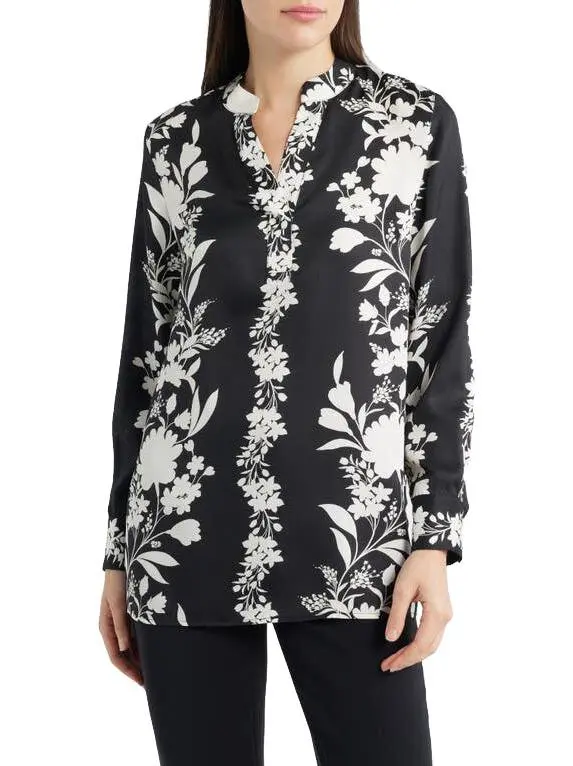 Anne Klein Floral Pullover Top - Anne Black/white Dove
