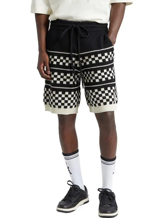 Amiri Checkered Wool Mesh Shorts - Black