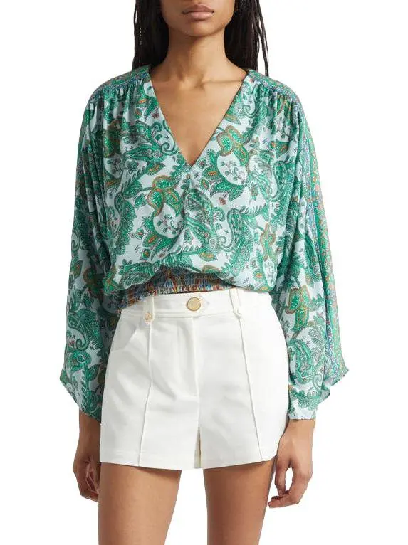 Ramy Brook Trisha Paisley Top - Bright Palm Patchwork