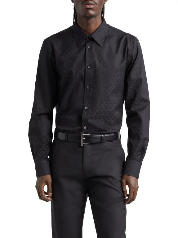 Alexander McQueen Skull Print Classic Placket Shirt - Black