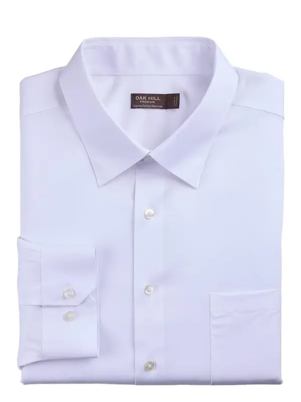 OAK HILL PREMIUM BY DXL Big & Tall Stretch Pinpoint Dress Shirt - White