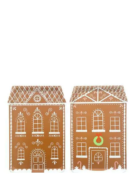 DAYDREAM SOCIETY Tall Gingerbread House Christmas Plates - Light Brown