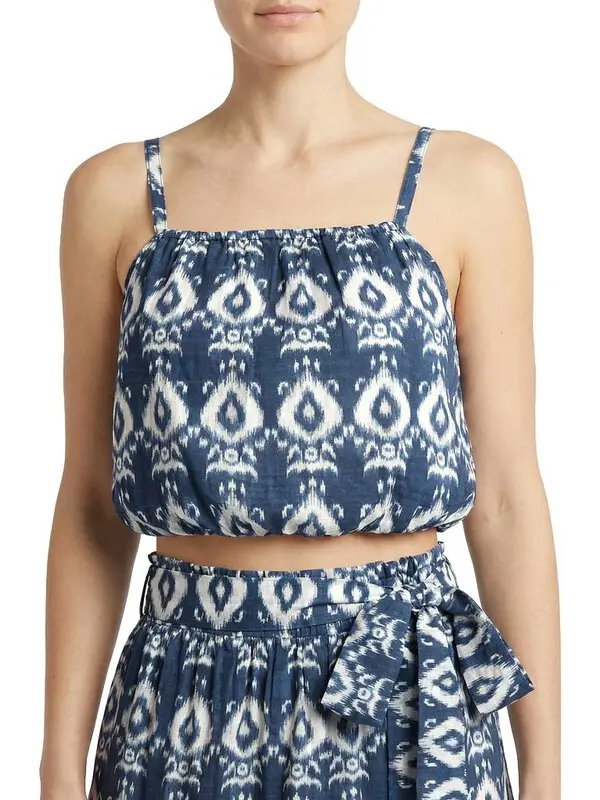 CHANGE OF SCENERY Dani Bubble Crop Top - Tivara Ikat
