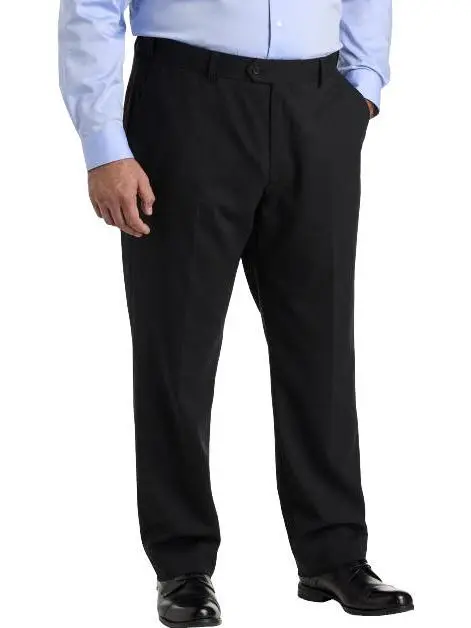 OAK HILL BY DXL Perfect Fit Waist-relaxer Flat-front Suit Pants - Black