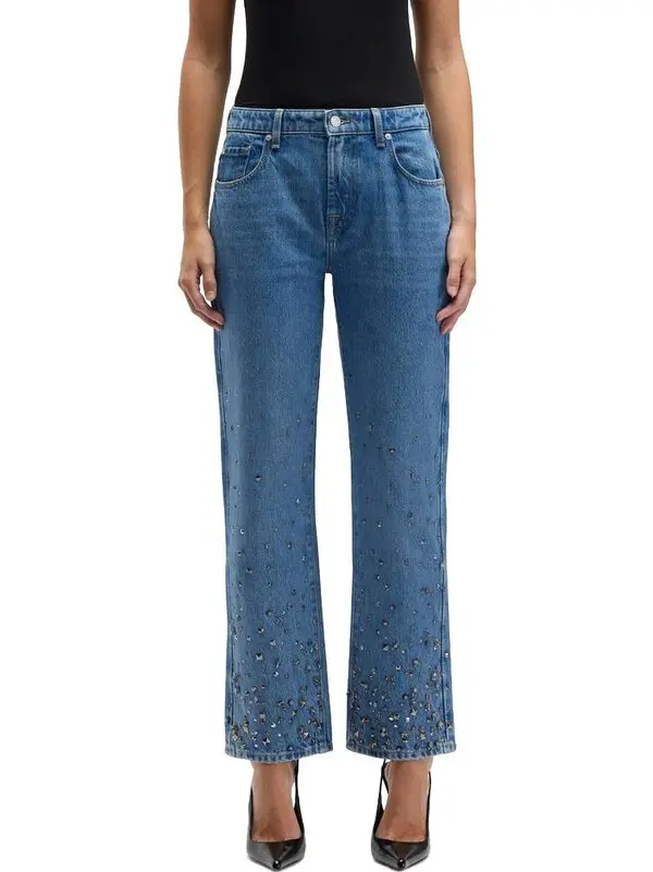 7 For All Mankind Calie Embellished Straight Leg Jeans - Dance With Crys