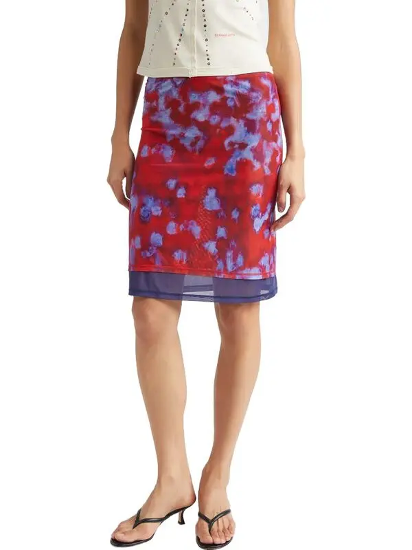Eckhaus Latta Duet Double Layer Micromesh Skirt - Burst