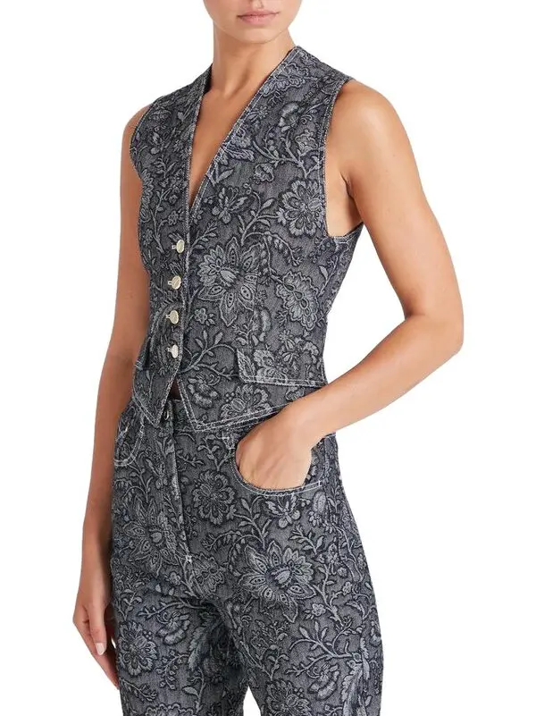 TEMPERLEY LONDON Francis Denim Waistcoat - Washed Black