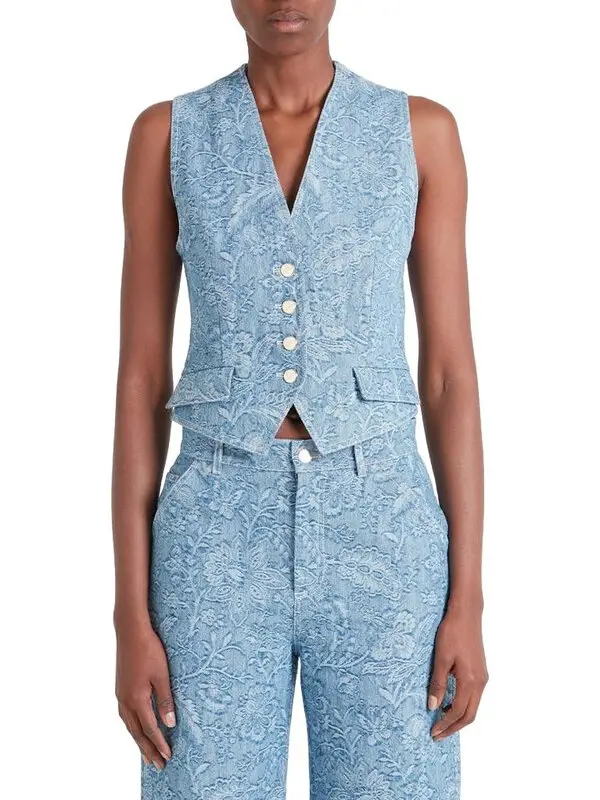 TEMPERLEY LONDON Francis Denim Waistcoat - Washed Blue
