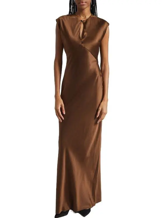 Veronica Beard Nelzy Keyhole Neck Silk-blend Slipdress - Walnut