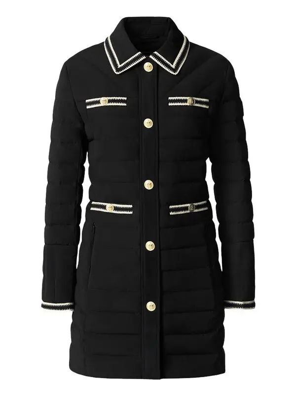 Mackage Precious Long Down Coat With Crochet Detailing - Black