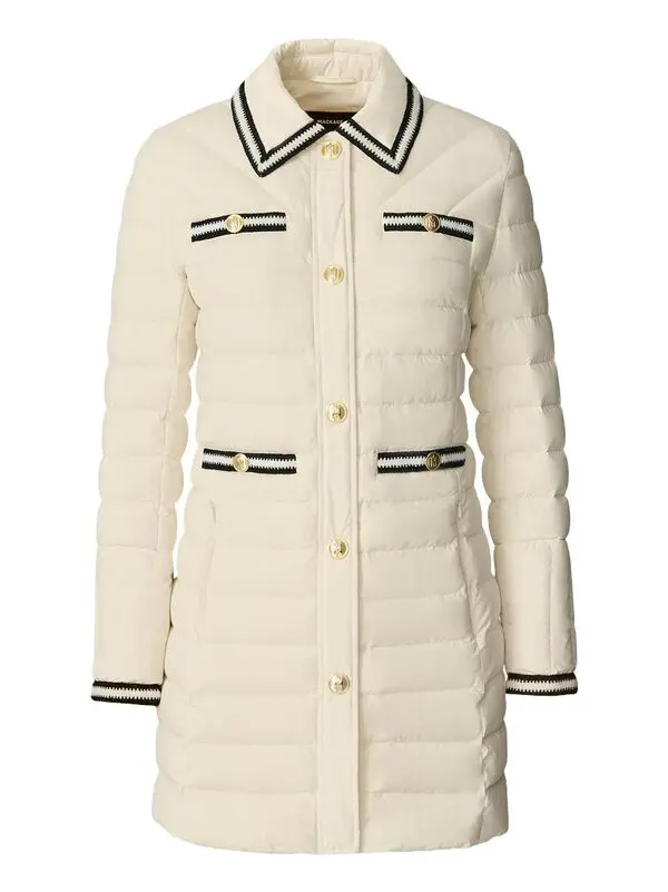 Mackage Precious Long Down Coat With Crochet Detailing - Cream