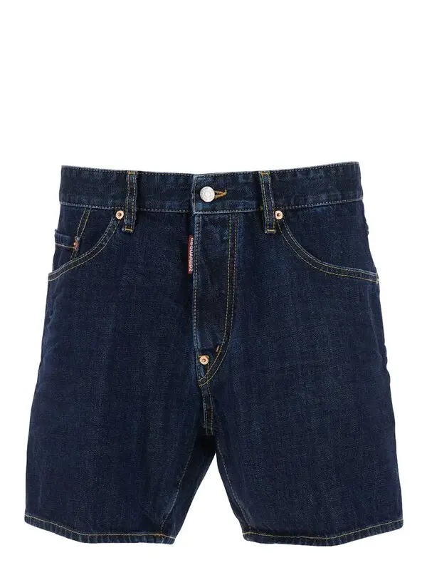 Dsquared2 Denim Shorts With Back Logo Patch - Blue