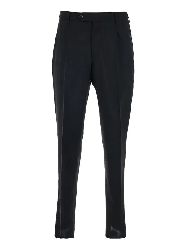 PT TORINO Slim Fit Wool Trousers - Black