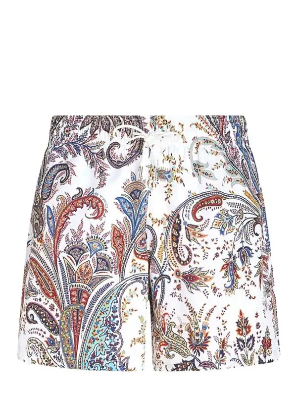 Etro Printed Polyester Shorts - White