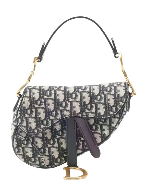 Dior 2010s Oblique Jacquard Mini Saddle Shoulder Bag - Neutrals