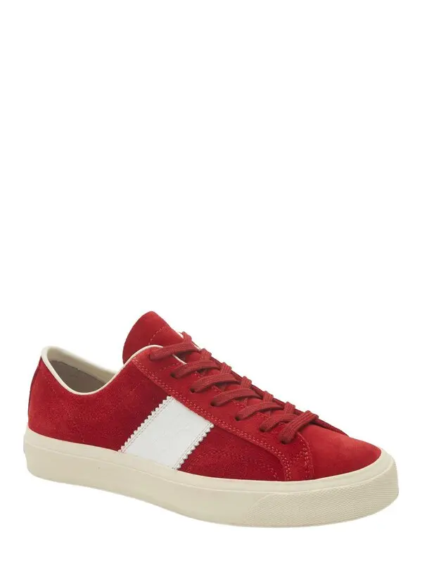 TOM FORD Cambridge Low Top Sneaker - Scarlet/cream
