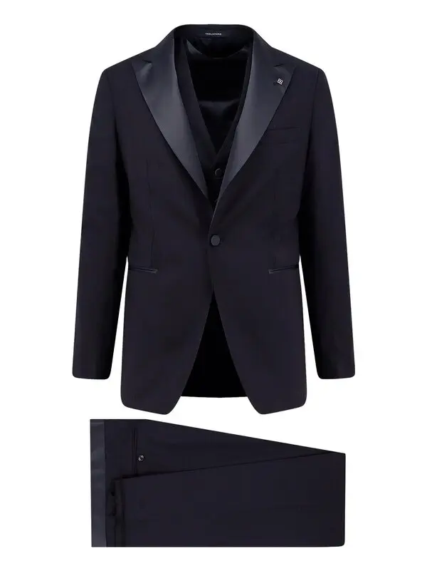Tagliatore Virgin Wool Tuxedo With Vest - Blue