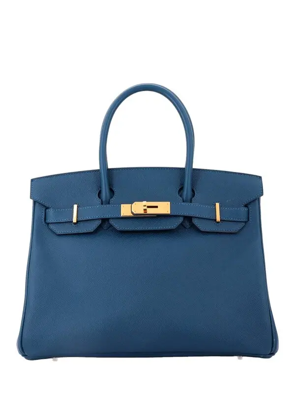 HERMES Birkin Handbag Blue Epsom With Gold Hardware 30 - Colvert