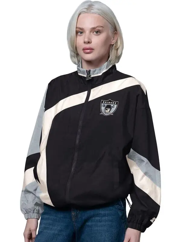 STARTER Las Vegas Raiders Vintage 1st Quarter Windbreaker - Black
