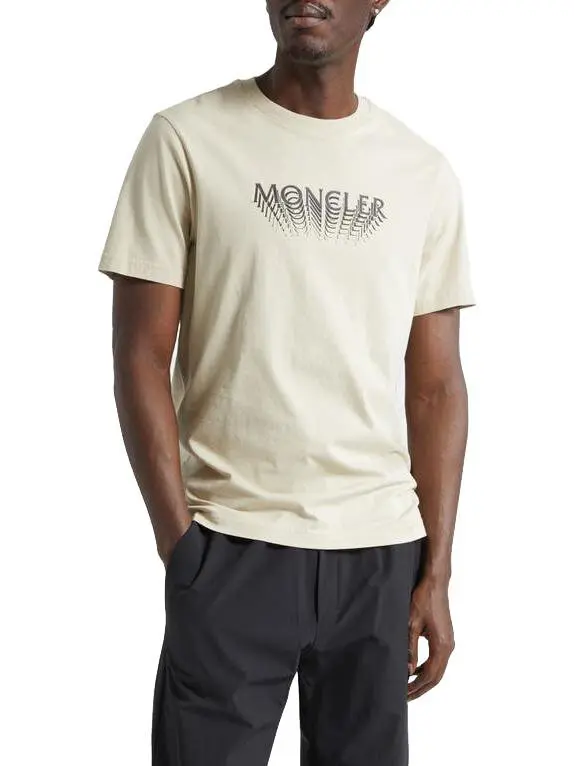 Moncler Logo Patch Cotton Graphic T-shirt - Agate Gray