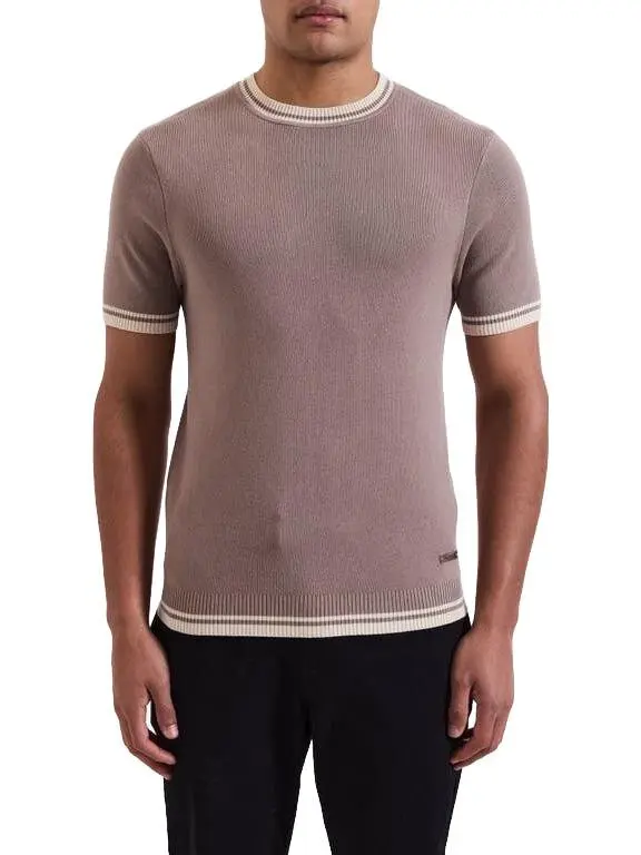 MAUVAIS Riccio Slim Knit Tipped Tee - Medium Beige