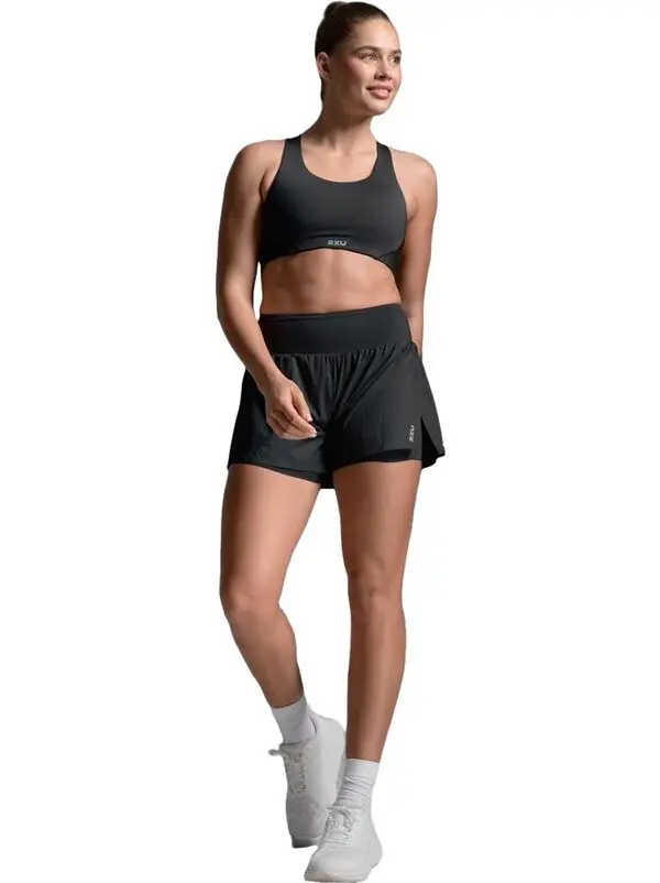 2xu Aero Hi-rise 2-in-1 3" Shorts - Black/silver Reflective