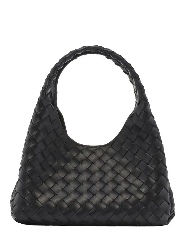 Bottega Veneta Small Campana Intrecciato Shoulder Bag - Black-brass