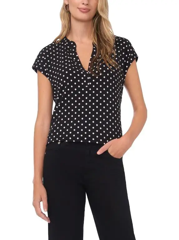 Vince Camuto V-neck Dot Print Top - Rich Black