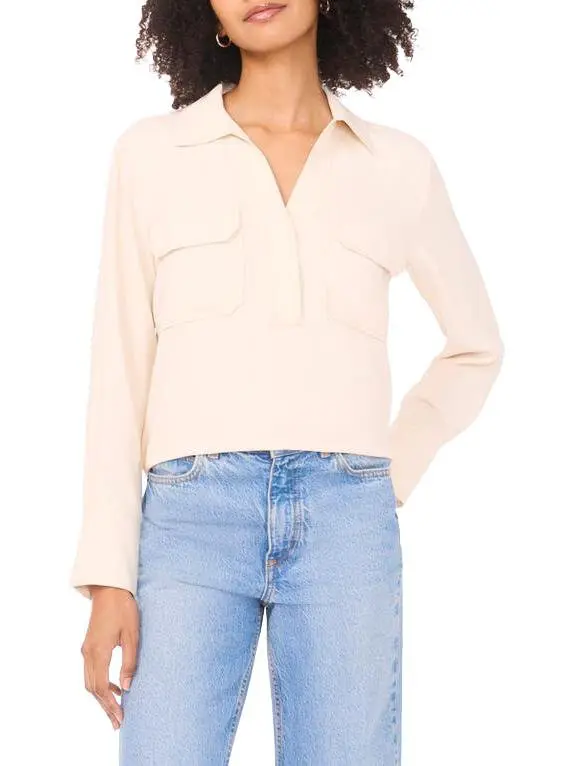Vince Camuto Half-placket Popover Top - Soft Cream