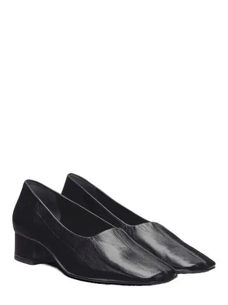 REFORMATION Inez Leather Pumps - Black Eel