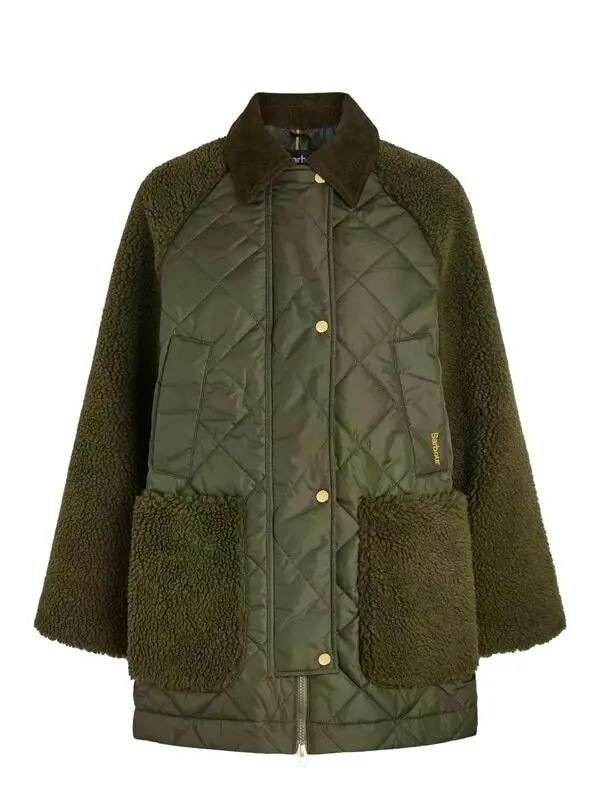 Barbour Barden Quilted Jacket With Teddy Texture - Green
