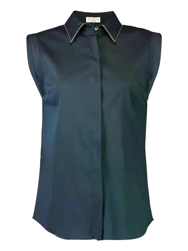 Brunello Cucinelli Sleeveless Button-up Shirt - Blue