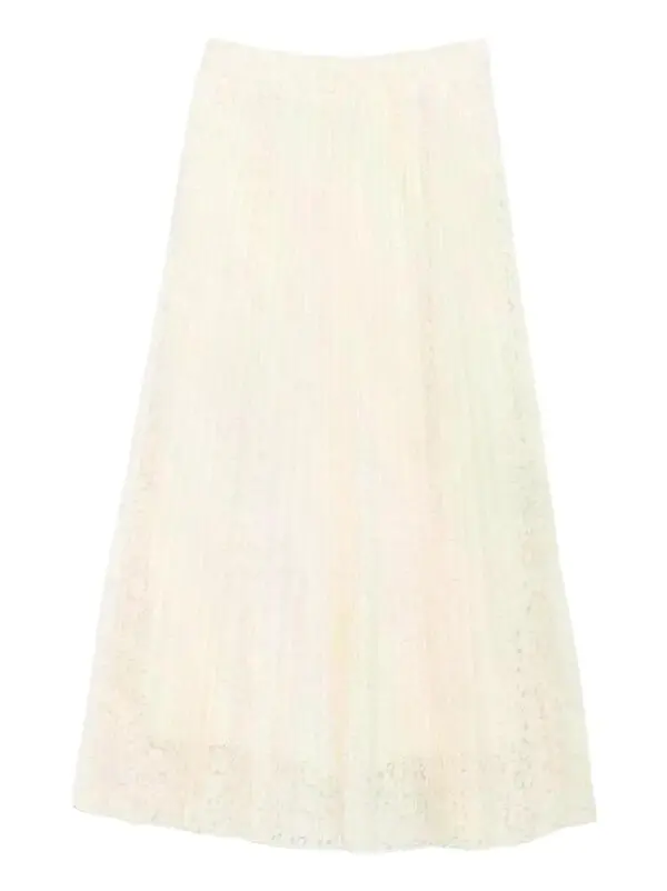Ermanno Scervino Floral Pleated Midi Skirt - Neutrals