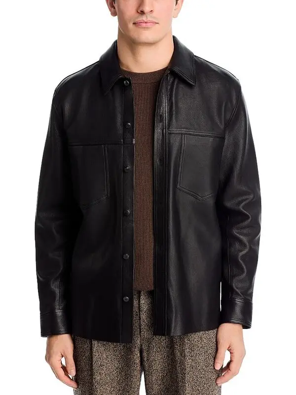 Simkhai Gibson Leather Shirt Jacket - Black