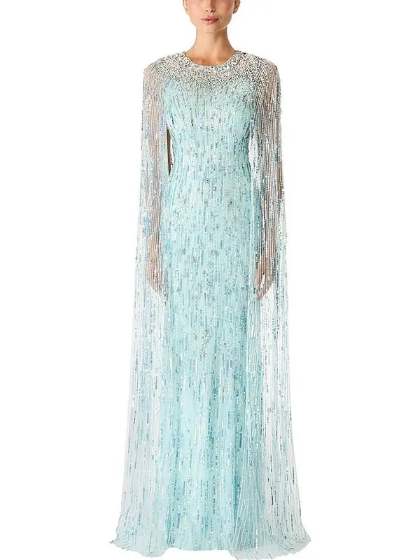 Jenny Packham Cleo Crush Sequin Embellished Gown - Waterfall
