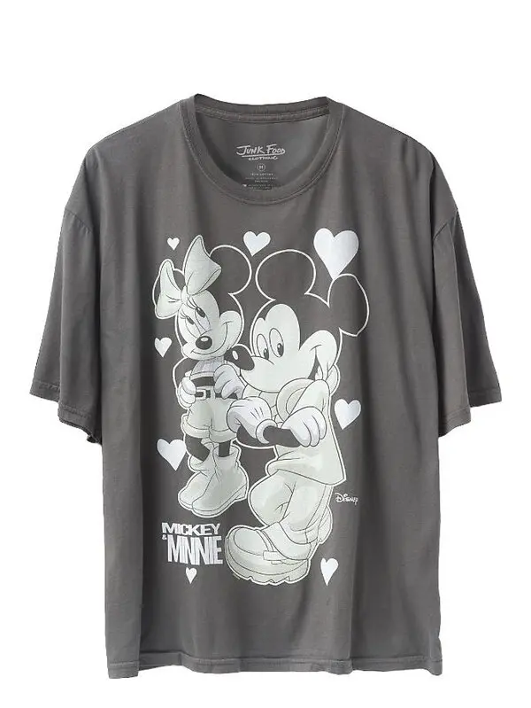Junk Food Clothing Mickey And Minnie Oversized T-shirt - Vintage Black