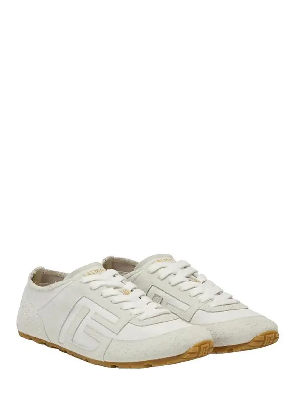 Balmain Racer 45 Trainers In Lambskin And Suede - White