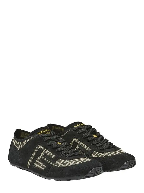 Balmain Racer 45 Monogram Jacquard Trainers - Black